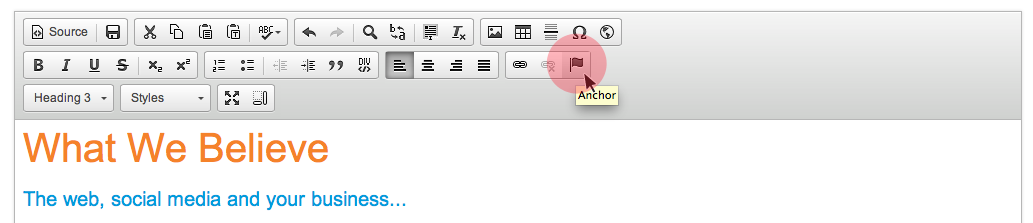 Creating An Anchor Tag ECMS CWS Support Portal